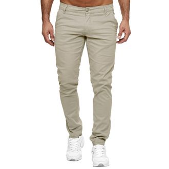 Elara Herren Chino Hose Slim Fit Stretch Chunkyrayan MEL009-Taupe-32/36