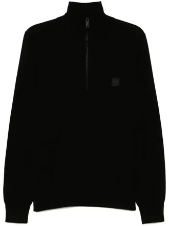 BOSS sweat zippé à patch logo - Noir