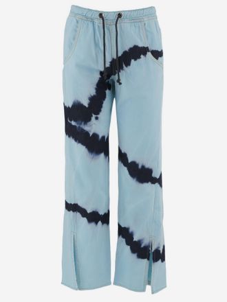 DON'T @ ME Womens Jeans Cotton Tie-Dye Light Blue