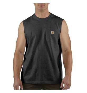 Carhartt Work in Progress Mens Workwear Pocket Sleeveless Polycotton Crew Neck T-Shirt