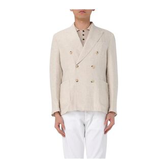 Manuel Ritz Homme, Vestes, Beige, Taille: L Veste de Costume Bleue &agrave; Double Boutonnage