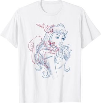 Disney Princess Aurora With Animals Scribble T-Shirt