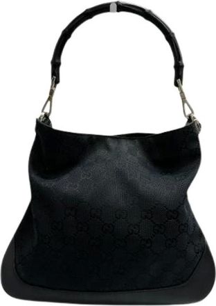 Gucci Sac bandouli&egrave;re Pre-owned en toile GG bambou et cuir - Femme - Pre-owned - Noir - Taille: ONE Size