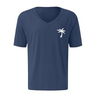 Generic T-shirt &agrave; col en V pour hommes, grande taille, t-shirt graphique l&eacute;ger et respirant &agrave; manches courtes, coupe d&eacute;contract&eacute;e, couleur unie, t-shirt de sp