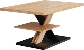 Vicco Couchtisch Arivo, Eiche/Schwarz, 90 x 60 cm mit Ablage