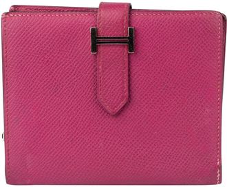 Herm&egrave;s Portemonnaie - Hermes Epsom Leather Compact Bean Wallet - Gr. unisize - in Rot - f&uuml;r Damen
