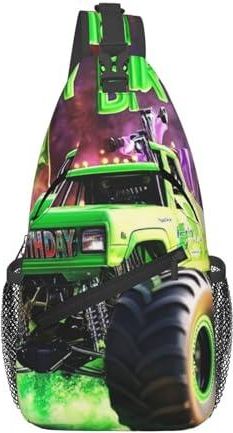 Generic Sac &agrave; bandouli&egrave;re Monster Truck Flamme et Treillis Sac &agrave; bandouli&egrave;re de voyage Sac &agrave; dos Sling Sac &agrave; dos pour homme Sac &agrave; dos de randonn&eacute;e
