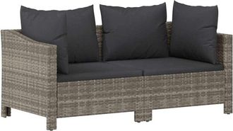vidaXL Salon de jardin 2 pcs avec coussins Gris Résine tressée