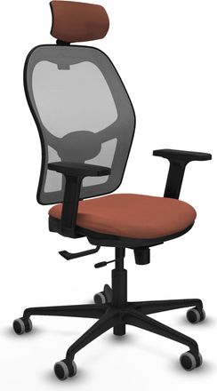 Piqueras y Crespo Ergonomischer Stuhl f&uuml;r die Arbeit zu Hause mit 2D-Armen, h&ouml;henverstellbare Lendenwirbelst&uuml;tze und h&ouml;henverstellbares Kopfteil, Grau/Braun