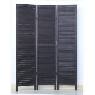 PEGANE Pegane - Paravent persienne de 3 pans en bois, coloris noir - Dim : H170 x L120cm