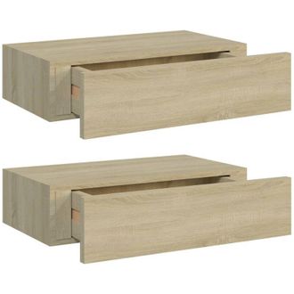 Les Tendances &Eacute;tag&egrave;res &agrave; tiroirs murales 2 pcs Ch&ecirc;ne 40x23,5x10 MDF