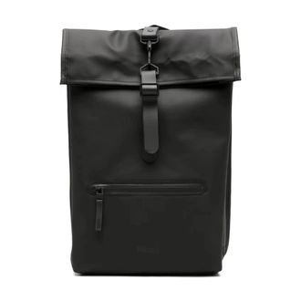 Rains Rucksack mit Klappdeckel und Schnallenverschluss - - Bags - Herren - Schwarzk - ONE SIZE