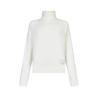 Liu Jo Femme, Pulls, Blanc, Taille: 38 FR Col roul&eacute; en laine et cachemire