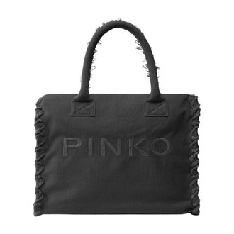 Pinko Pinko, Femme, Sacs, Noir, Taille: ONE Size Sac Shopper en Coton avec Logo