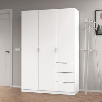 PEGANE Pegane - Armoire avec 3 portes coloris blanc - 200 x 135 x 52 cm