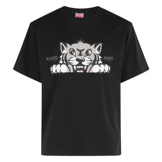 Kenzo Gl&uuml;cklicher Tiger Oversize T-shirt - - Tops - Herren - Schwarzk - XS