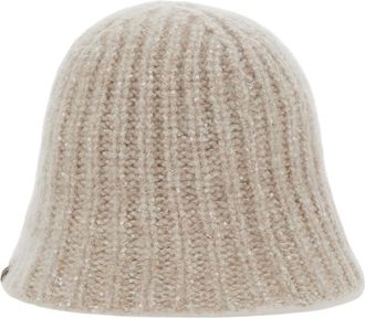Brunello Cucinelli MCAP9A038 Knitted Diamond Yarn Beanie - Beige