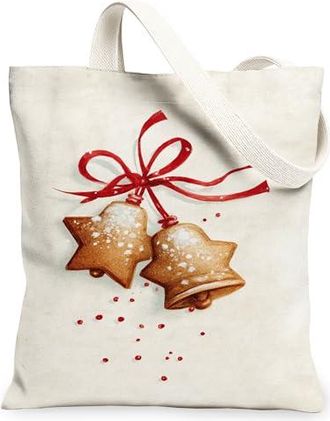 Generic Sacs fourre-tout en toile de vacances, motif &eacute;toile festive, sacs de courses r&eacute;utilisables, sacs de courses joyeux, l&eacute;gers et lavables en toile pour s