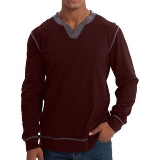 Generic T-shirt pour homme - &Eacute;pissage europ&eacute;en - Col en V - Chemise de base - D&eacute;contract&eacute;e - Tendance - D&eacute;contract&eacute;e - Pour le commerce ext&eacute;rieur, Bordeaux, X