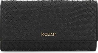 Kazar Femme, Accessoires, Noir, Taille: ONE Size Portefeuilles en cuir noir Kazar avec tresse et logo saisissants