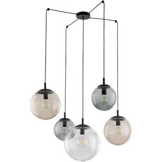 Licht-Erlebnisse Licht-erlebnisse - H&auml;ngelampe Rauchglas Metall E27 400 cm breit h: max. 220 cm Schwarz Graphit Braun Kugel Schirm