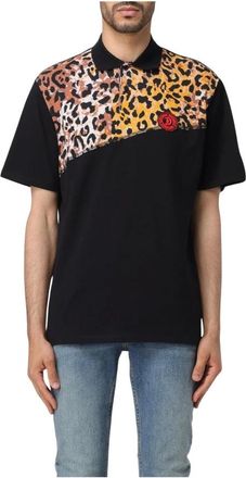Just Cavalli Homme, Tops, Noir, Taille: S Polo à Imprimé Léopard