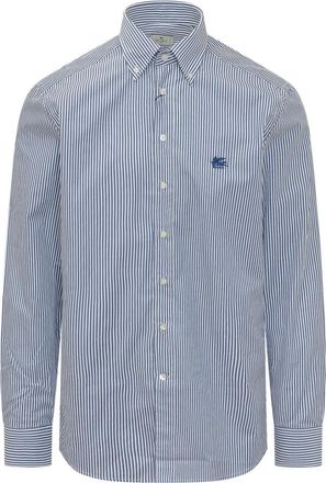 Etro Homme, Chemises, Bleu, Taille: 2XL Long Sleeve Striped Shirt