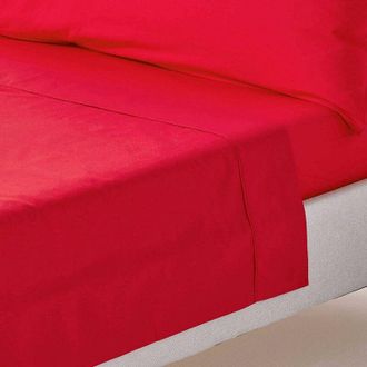 Homescapes Drap plat uni 100% coton &eacute;gyptien 200 fils coloris rouge 240 x 300 cm
