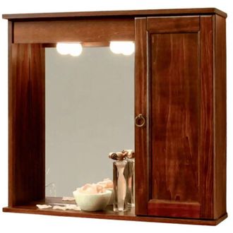 Savini Spiegelschrank mit LED-Beleuchtung und rechtsseitigem Regal 69x63x16 cm