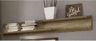 PEGANE Pegane - Etagère murale coloris chêne vieilli - Longueur 131,90 x profondeur 17,80 x hauteur 19,50 cm