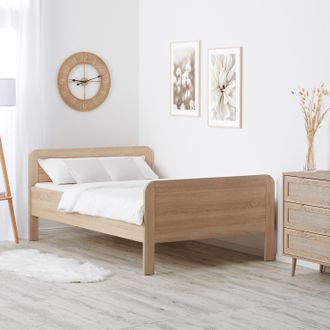 Homestyle4u Komfortbett Bett mit Lattenrost Seniorenbett 120x200 Komforth&ouml;he Natur Holz erh&ouml;hter Einstieg extra hoch Holzbett Senioren | Artikel 3319