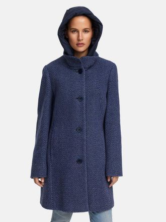 Manisa Wolljacke mit Stehkragen und Kapuze, in Tweed-Optik
