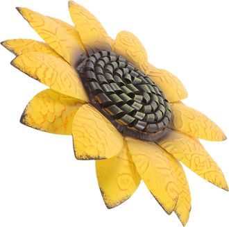 NUOBESTY Eisenkunst Sonnenblume Wanddeko Metallblume Gelb f&uuml;r Wohnzimmer Garten B&uuml;ro Nat&uuml;rliche Florale Wandkunst Outdoor Wohnraumgestaltung