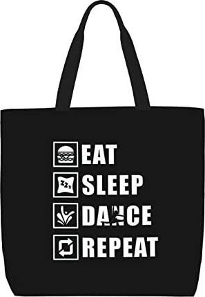 Generic Sac Fourre-Tout Manger, Dormir, Danser, R&eacute;p&eacute;ter Sac Tissu De Grande Capacit&eacute; R&eacute;utilisable Sacs &Agrave; Main, Pour Shopping, Femmes, Burea, Voyage