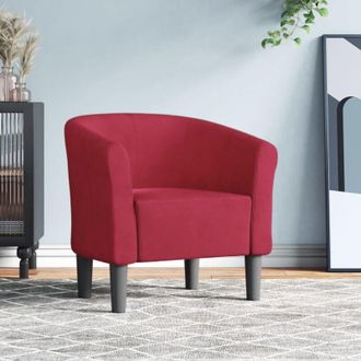 vidaXL Vidaxl - Fauteuil cabriolet velours rouge bordeaux - Dimensions 70x56x68 cm - Hauteur dassise 39 cm - Confort optimal pour salon et bureau