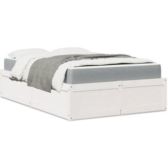 vidaXL Bett mit Matratze Wei&szlig; 140x190 cm Massivholz Kiefer Vidaxl