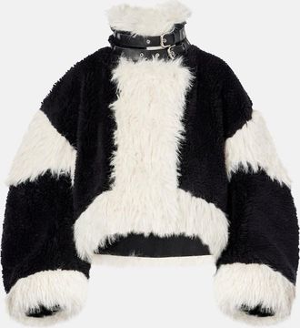 sacai Oversize-Jacke aus Wolle mit Faux Fur