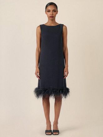 Apart Midikleid mit Federsaum