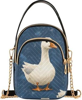 Mnsruu Sac à bandoulière pour femme - Motif oies de la ferme - Bleu canard - Petit sac à bandoulière avec sangle réglable