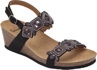 Scholl Sandale pour femme avec double bande et sangle réglable, noir, Noir, 39 EU