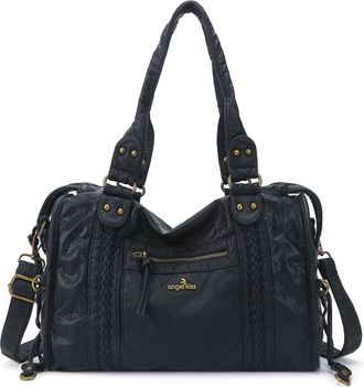 Angel Kiss Hobo-Taschen f&uuml;r Damen, veganes Leder, Hobo-Umh&auml;ngetasche, gro&szlig;e Tragetasche, Umh&auml;ngetasche, Schwarz