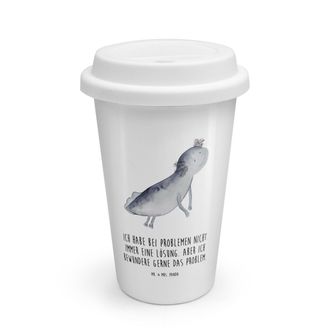 Mr. & Mrs. Panda To Go Becher Axolotl Schwimmen - Geschenk, Thermobecher Kaffee, Coffee to go Becher, Problem, Probleme, Thermobecher, gl&uuml;cklich