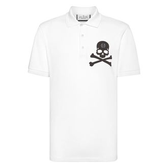 Philipp Plein Polo Shirt SS Skull&Bones - - Tops - Herren - Wei&szlig; - L