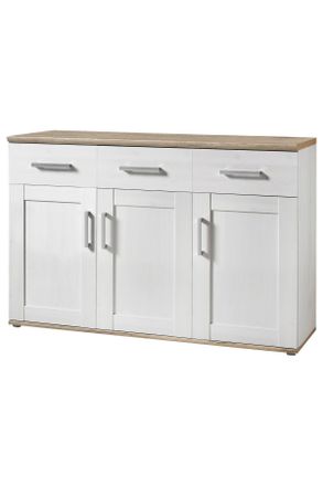 Xora Sideboard, Weiß, Lärche, Kunststoff, 3 Fächer, 3 Schubladen, 140x88x45 cm, Made in EU, Schlafzimmer, Schlafzimmer Kommoden