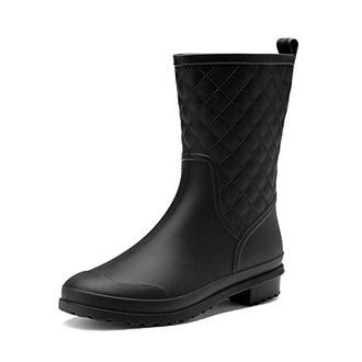 Dream Pairs Bottes de Pluie Imperm&eacute;ables en Caoutchouc mi-Mollet pour Femme SDRB2204W-E,Size 41,Noir,SDRB2204W-E