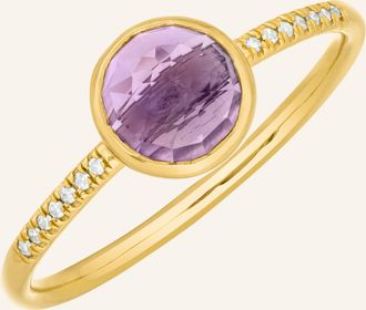Leaf Ring Amethyst Aus 14 Karat Gelbgold Mit Diamanten gold