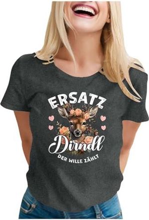 Generic T-shirt imprimé cerf bavarois 2026 | T-shirt traditionnel allemand pour homme et femme, gris, XXL