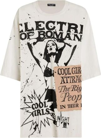 Dolce & Gabbana Grafikdruck Wei&szlig;e T-Shirts und Polos - - Tops - Damen - Wei&szlig; - 2XS