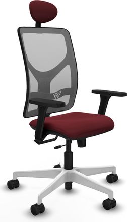 Piqueras y Crespo Stuhl mit 3D-Armlehnen, h&ouml;henverstellbarer Lendenwirbelst&uuml;tze und festem Kopfteil, ausgestattet mit Syncro/Traslack und Schneideschaum, Grau/Granatrot