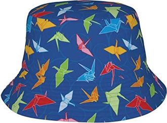 Generic Personnalisé Seau Chapeau Modèle de Grue en Papier Origami Pecheur Chapeaux Doux Beach Sun Hat pour Filles Plage Golf